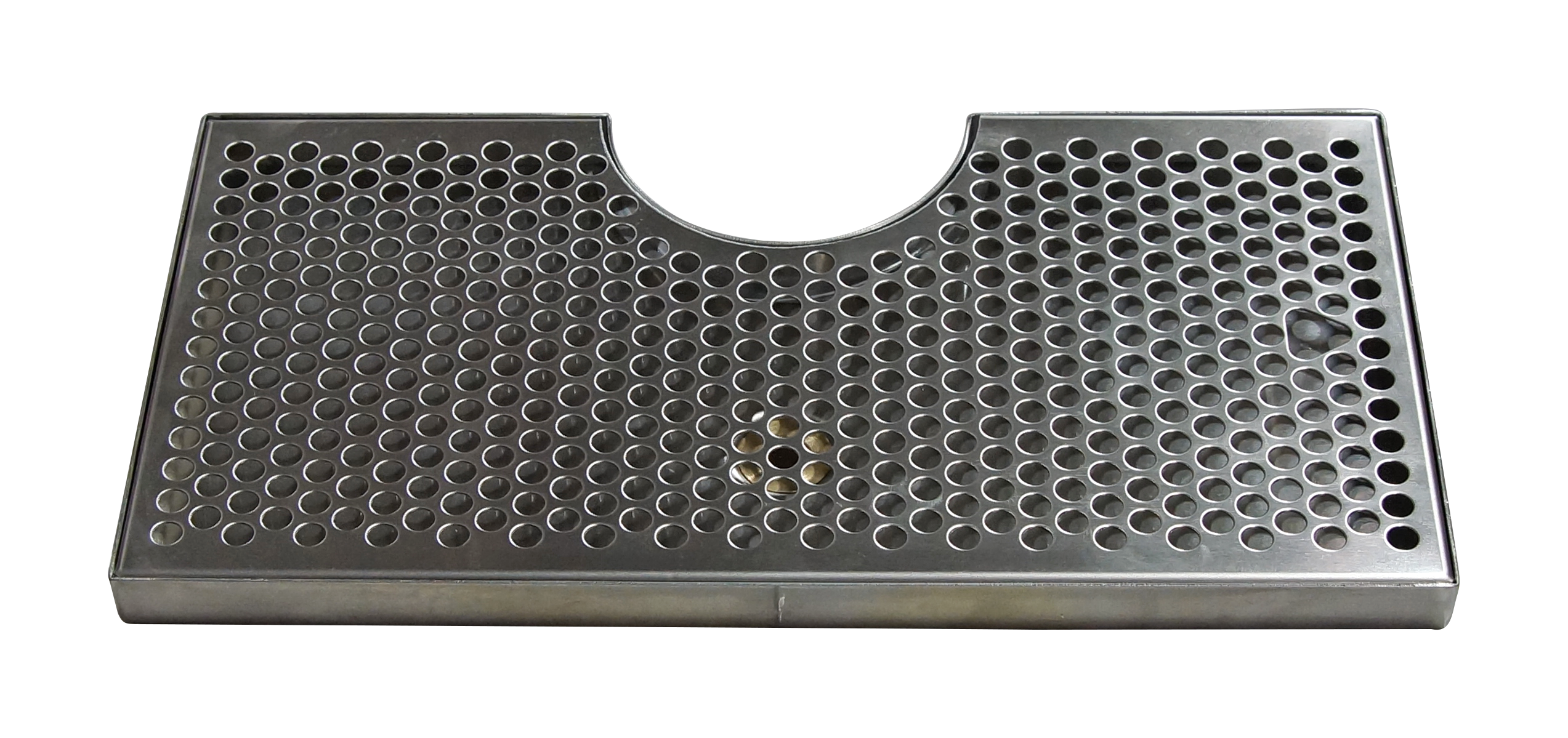 14" x 8"(6"c/o) BRUSHED SS DRIP TRAY WITH DRAIN - CBS Inc.